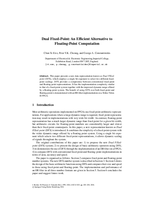 Pdf Dual Fixed Point An Efficient Alternative To Floating Point Computation For Dsp Applications