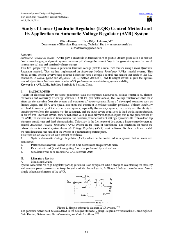 (PDF) Study of Linear Quadratic Regulator (LQR) Control Method and Its Application to Automatic ...