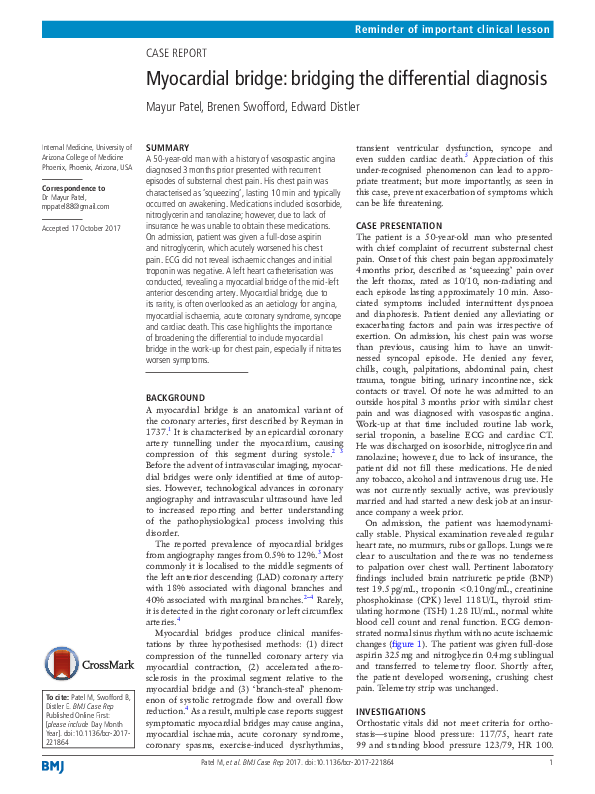 (PDF) Myocardial bridge: bridging the differential diagnosis | Edward ...