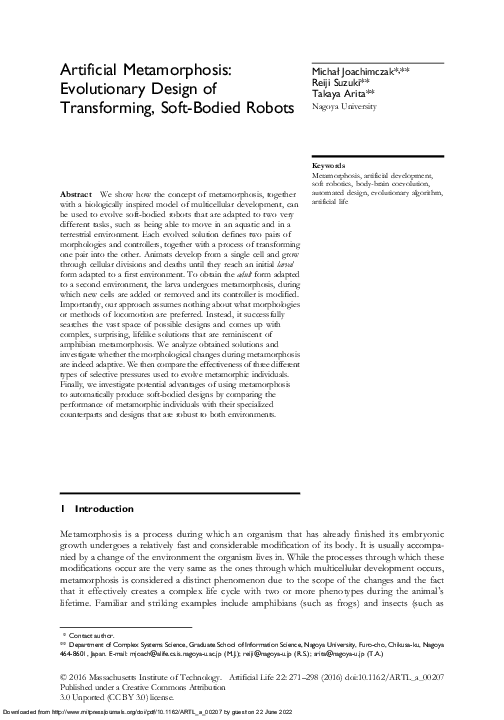 (PDF) Evolving Metamorphic Soft Robots for Dual Tasks