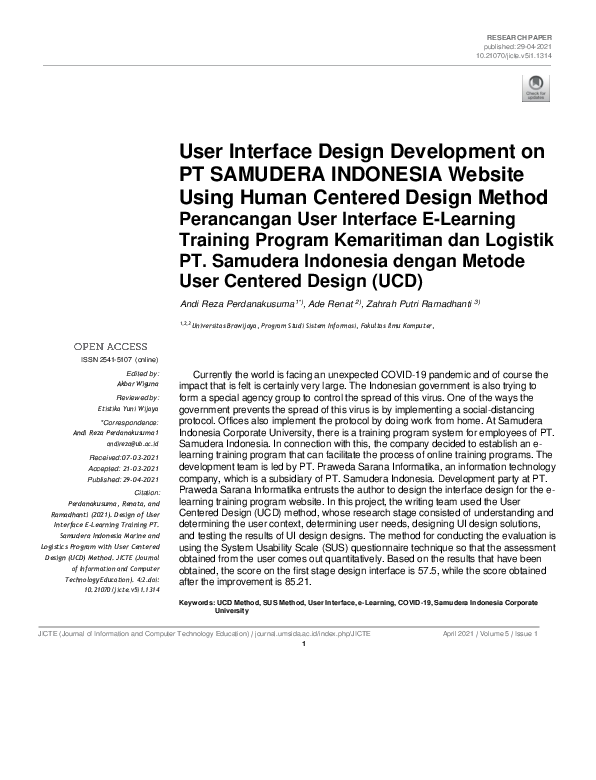 (PDF) User Interface Design Development on PT SAMUDERA INDONESIA Website Using Human Centered ...