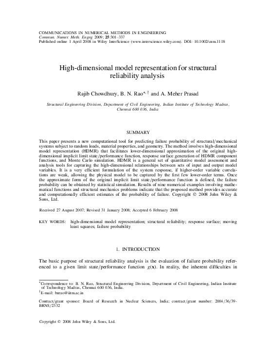 Pdf High Dimensional Model Representation For Structural Reliability Analysis