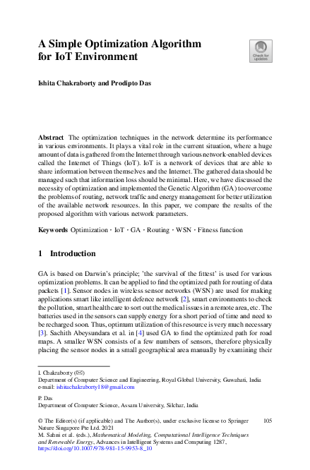 (PDF) A Simple Optimization Algorithm for IoT Environment