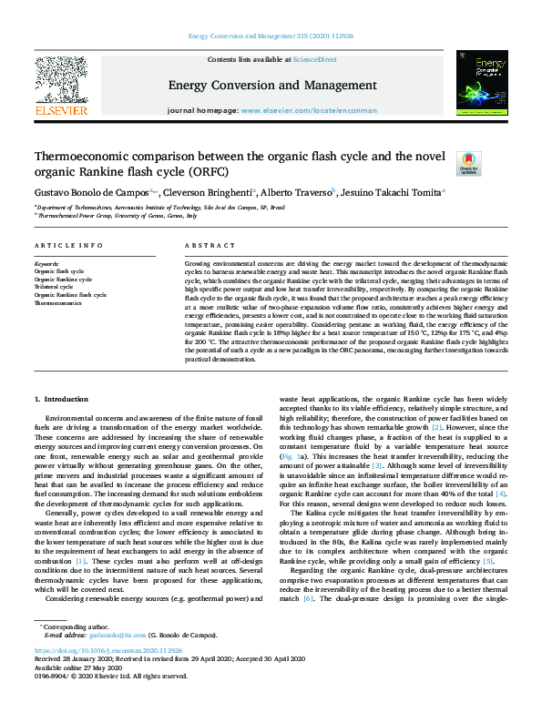 (PDF) Thermoeconomic comparison between the organic flash cycle and the ...