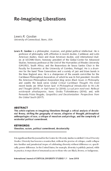 (PDF) Re-Imagining Liberations (PDF) Re-Imagining Liberations
