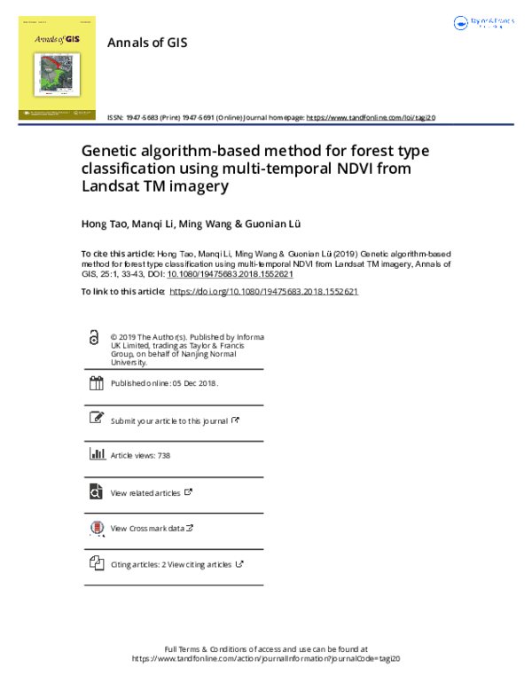 Pdf Genetic Algorithm Based Method For Forest Type Classification