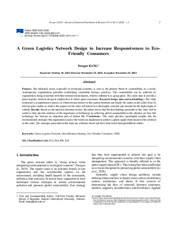 (PDF) A Green Logistics Network Design to Increase Responsiveness to ...