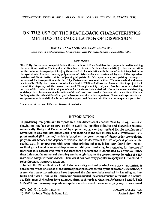 (PDF) On the use of the reach‐back characteristics method for ...