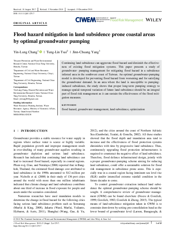 (PDF) Flood hazard mitigation in land subsidence prone coastal areas by ...
