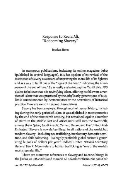 (PDF) Response to Kecia Ali, "Redeeming Slavery