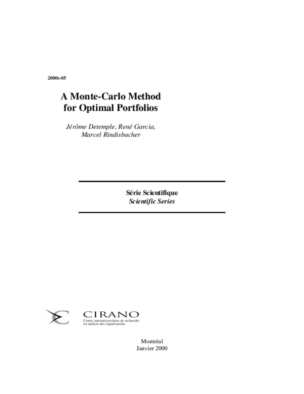 (PDF) A Monte-Carlo Method for Optimal Portfolios