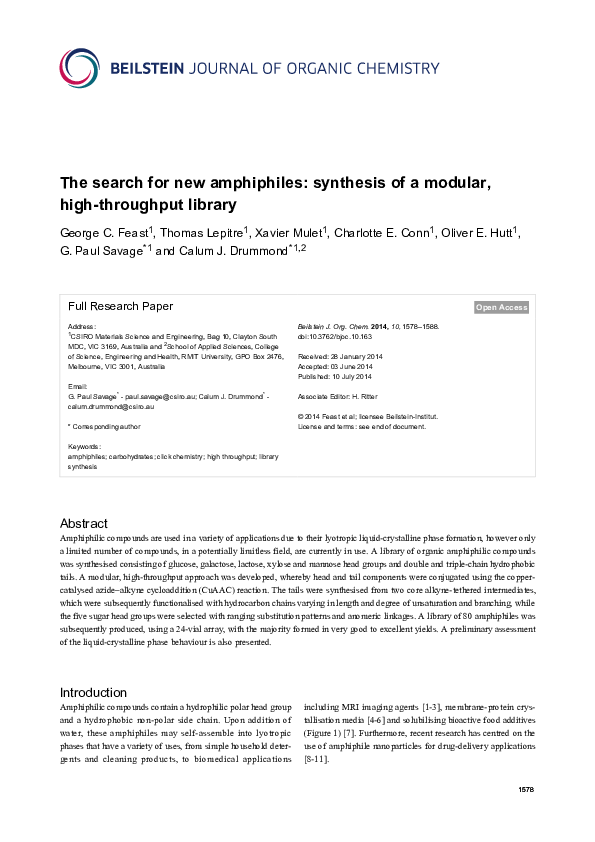 (PDF) The search for new amphiphiles: synthesis of a modular, high ...