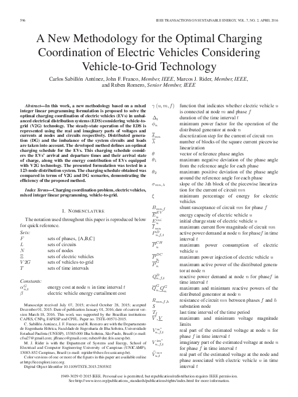 Pdf A New Methodology For The Optimal Charging Coordination Of