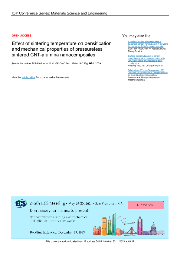 (PDF) Effect of sintering temperature on densification and mechanical properties of pressureless ...