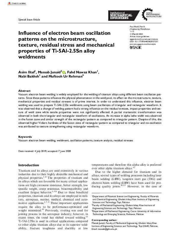 (PDF) Influence of electron beam oscillation patterns on the ...