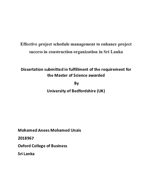 (PDF) Effective project schedule management to enhance project success ...