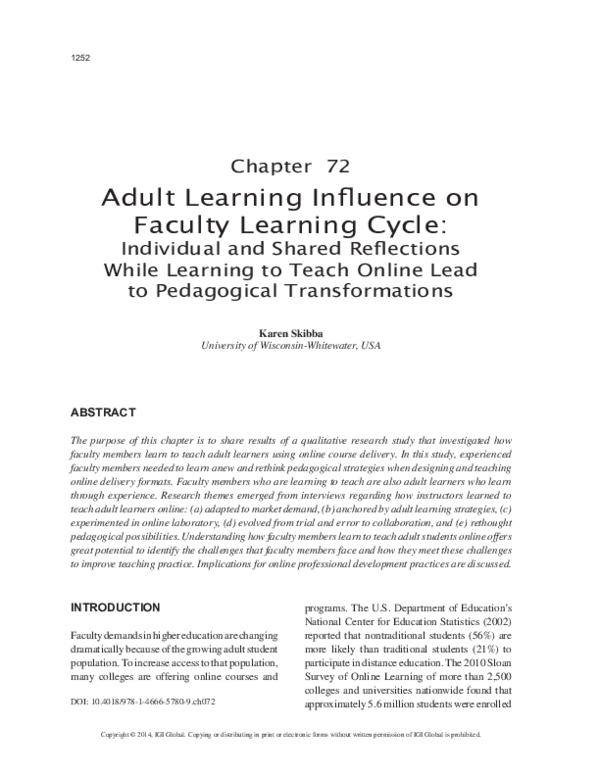 (PDF) Adult Learning Influence on Faculty Learning Cycle