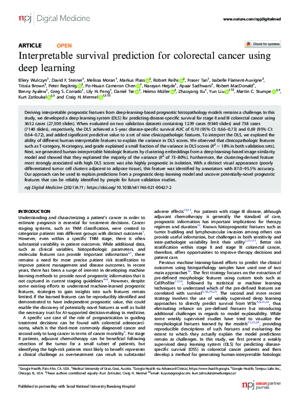 (PDF) Interpretable survival prediction for colorectal cancer using ...