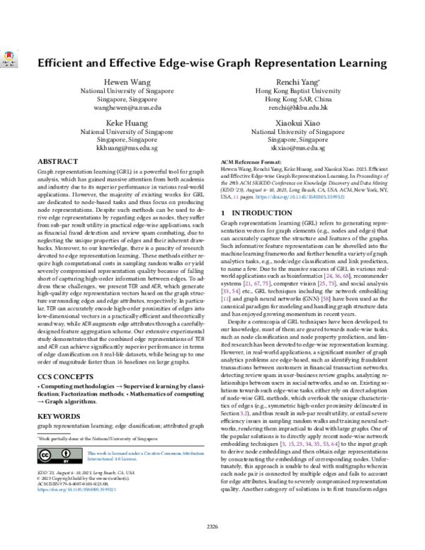 (PDF) Efficient and Effective Edge-wise Graph Representation Learning