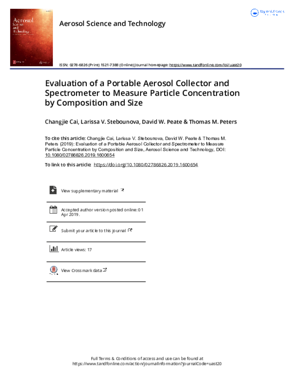(PDF) Evaluation of a Portable Aerosol Collector and Spectrometer to measure particle ...