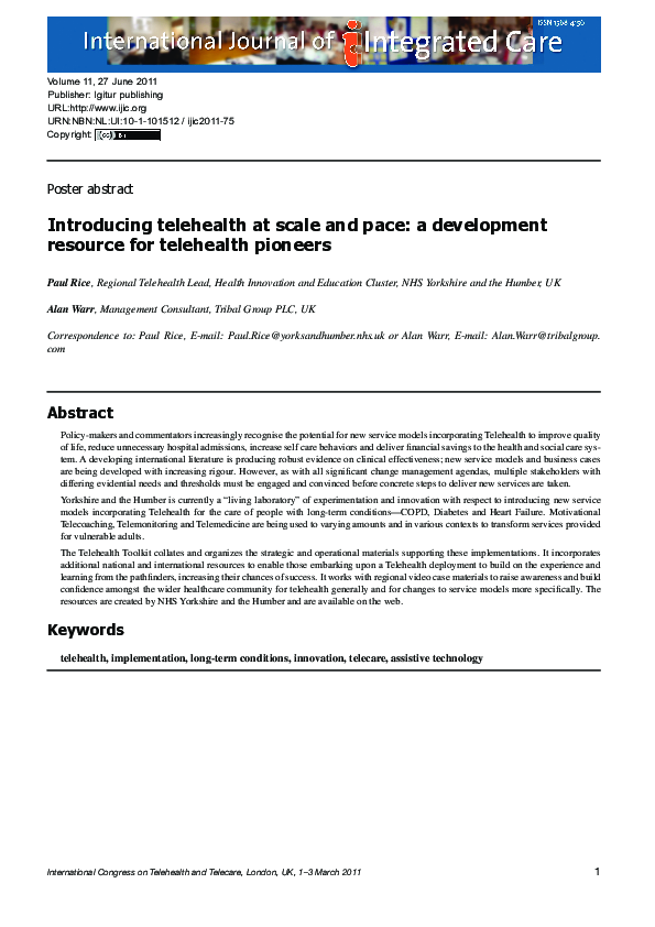 (PDF) Introducing telehealth at scale and pace: a development resource ...