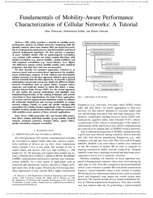 (PDF) Fundamentals of Mobility-Aware Performance Characterization of Cellular Networks: A Tutorial