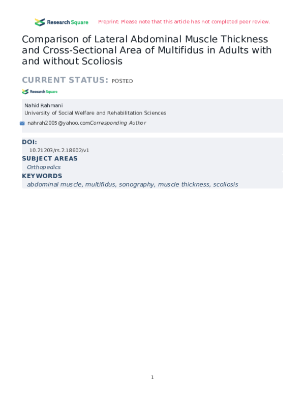 (PDF) Comparison of Lateral Abdominal Muscle Thickness and Cross ...