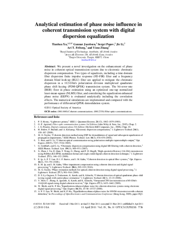 (PDF) Analytical estimation of phase noise influence in coherent ...