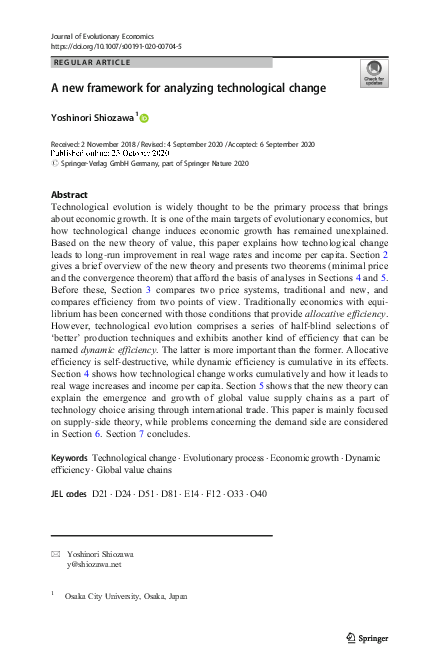 (PDF) A new framework for analyzing technological change