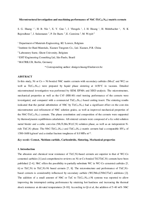(PDF) Microstructural investigation and machining performance of NbC-Ti ...