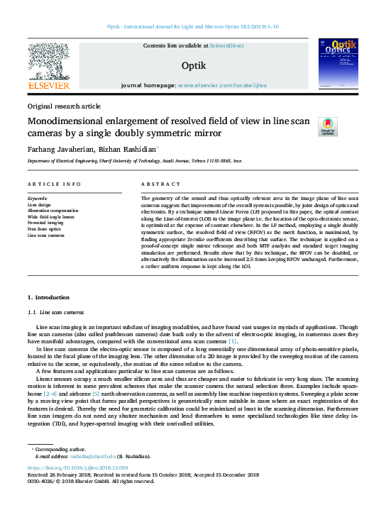 (PDF) Monodimensional enlargement of resolved field of view in line scan cameras by a single ...