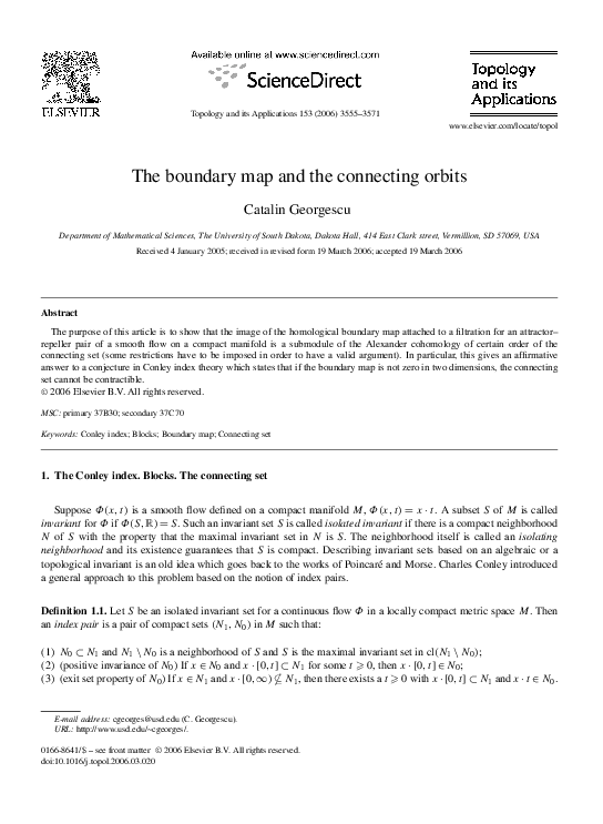 (PDF) The boundary map and the connecting orbits
