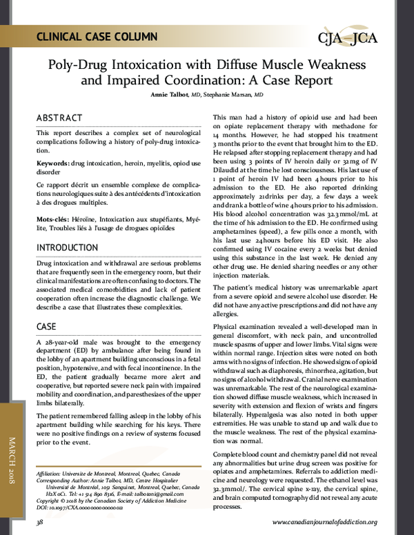 (PDF) Poly-Drug Intoxication with Diffuse Muscle Weakness and Impaired ...