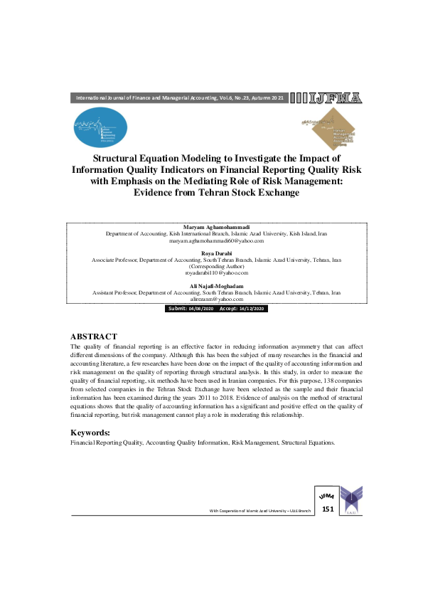 Pdf Structural Equation Modeling To Investigate The Impact Of Information Quality Indicators