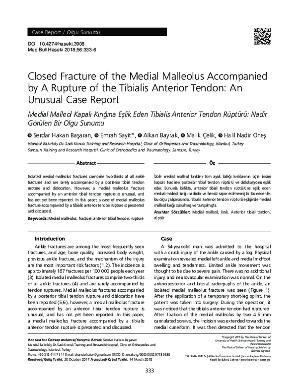 (PDF) Closed Fracture of the Medial Malleolus Accompanied by A Rupture ...