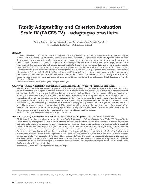 (PDF) Family Adaptability and Cohesion Evaluation Scales IV Package ...