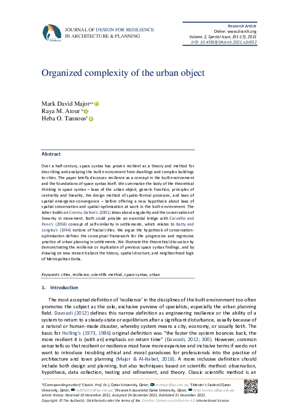 (PDF) Organized complexity of the urban object | Mark David Major ...