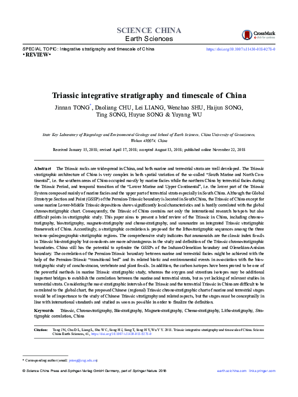(PDF) Triassic integrative stratigraphy and timescale of China