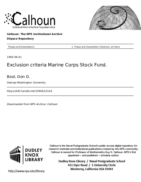 (PDF) Exclusion criteria Marine Corps Stock Fund