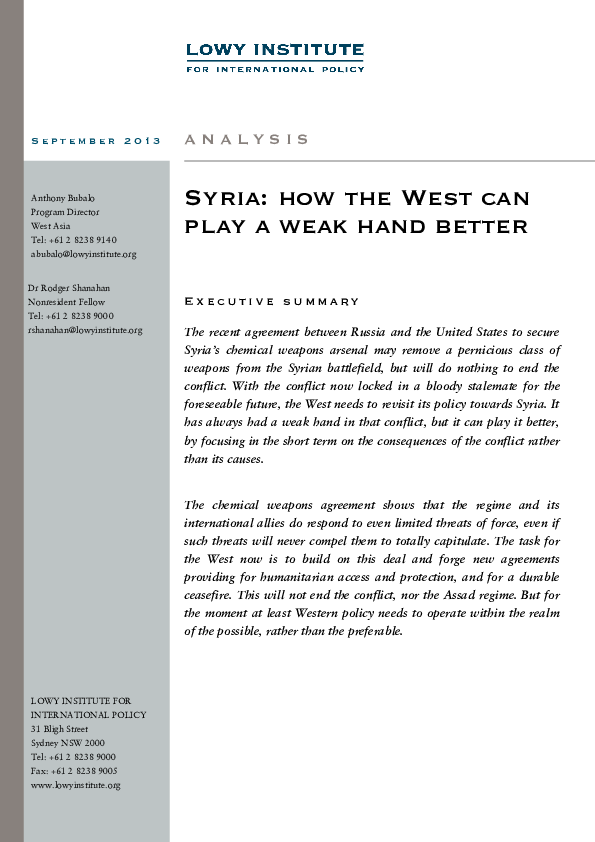 (PDF) Syria: how the West can play a weak hand better
