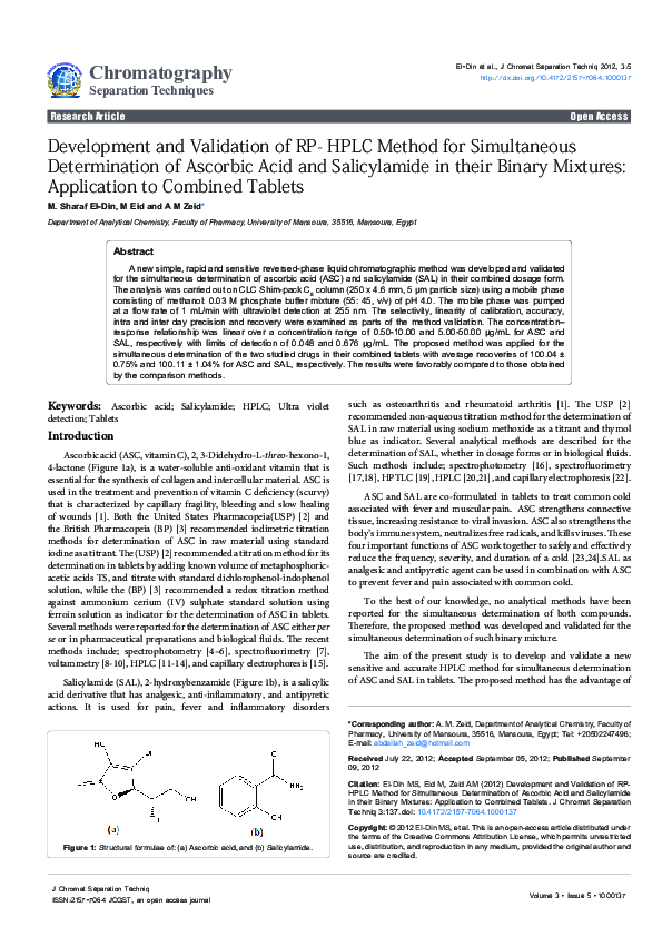 Pdf Development And Validation Of Rp Hplc Method For Simultaneous