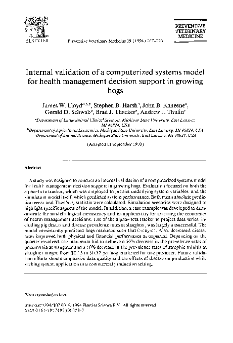 (PDF) Internal validation of a computerized systems model for health management decision support ...