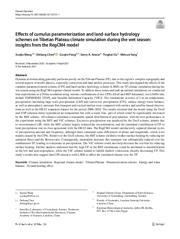 Pdf Effects Of Cumulus Parameterization And Land Surface Hydrology