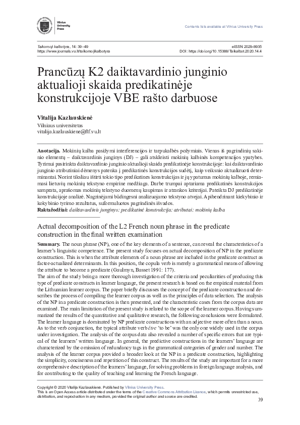 (PDF) Actual decomposition of the L2 French noun phrase in the ...