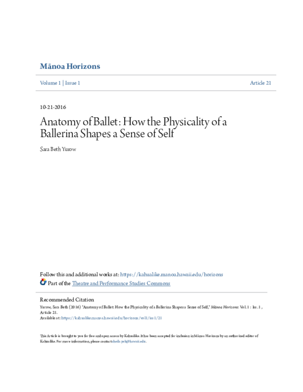 (PDF) Anatomy of Ballet: How the Physicality of a Ballerina Shapes a ...