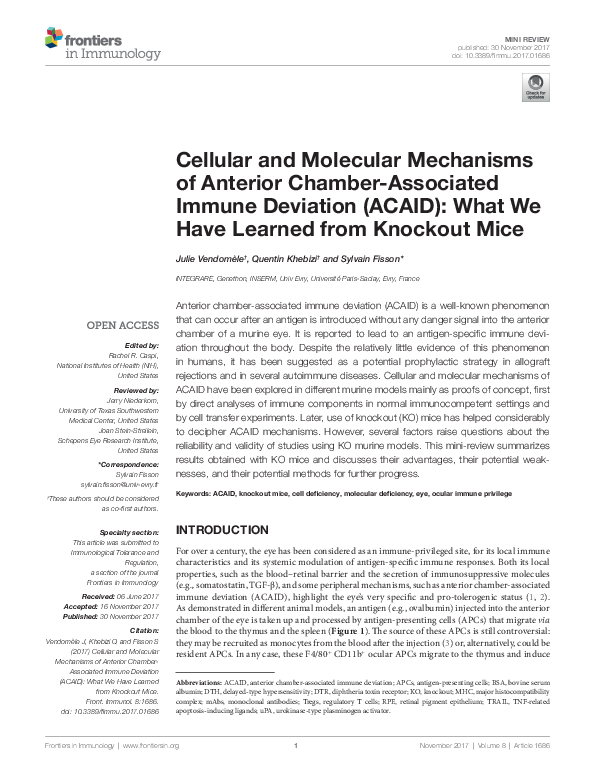 (PDF) Cellular and Molecular Mechanisms of Anterior Chamber-Associated ...