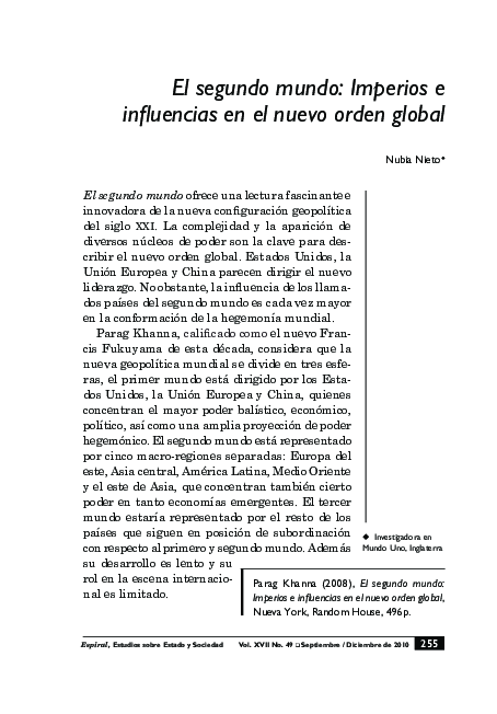 (PDF) El segundo mundo: Imperios e influencias en el nuevo orden global