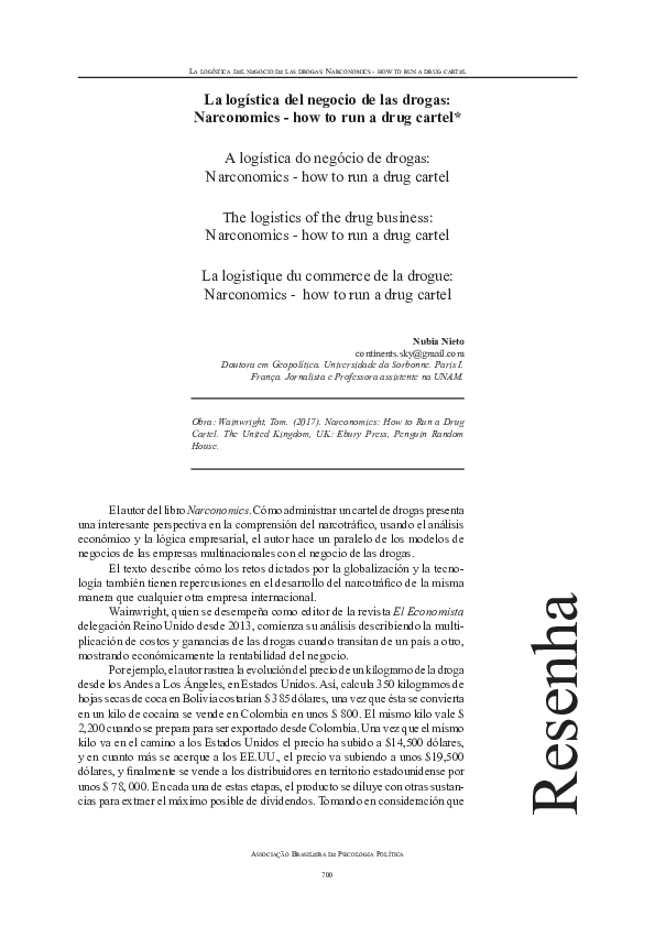 (PDF) La logística del negocio de las drogas: narconomics - how to run ...
