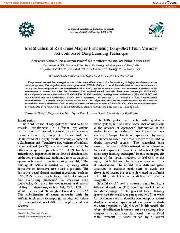 (PDF) Identification of Real-Time Maglev Plant using Long-Short Term Memory network based Deep ...