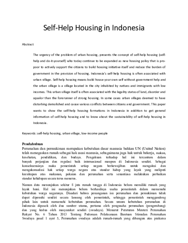 (DOC) Self-Help Housing in Indonesia
